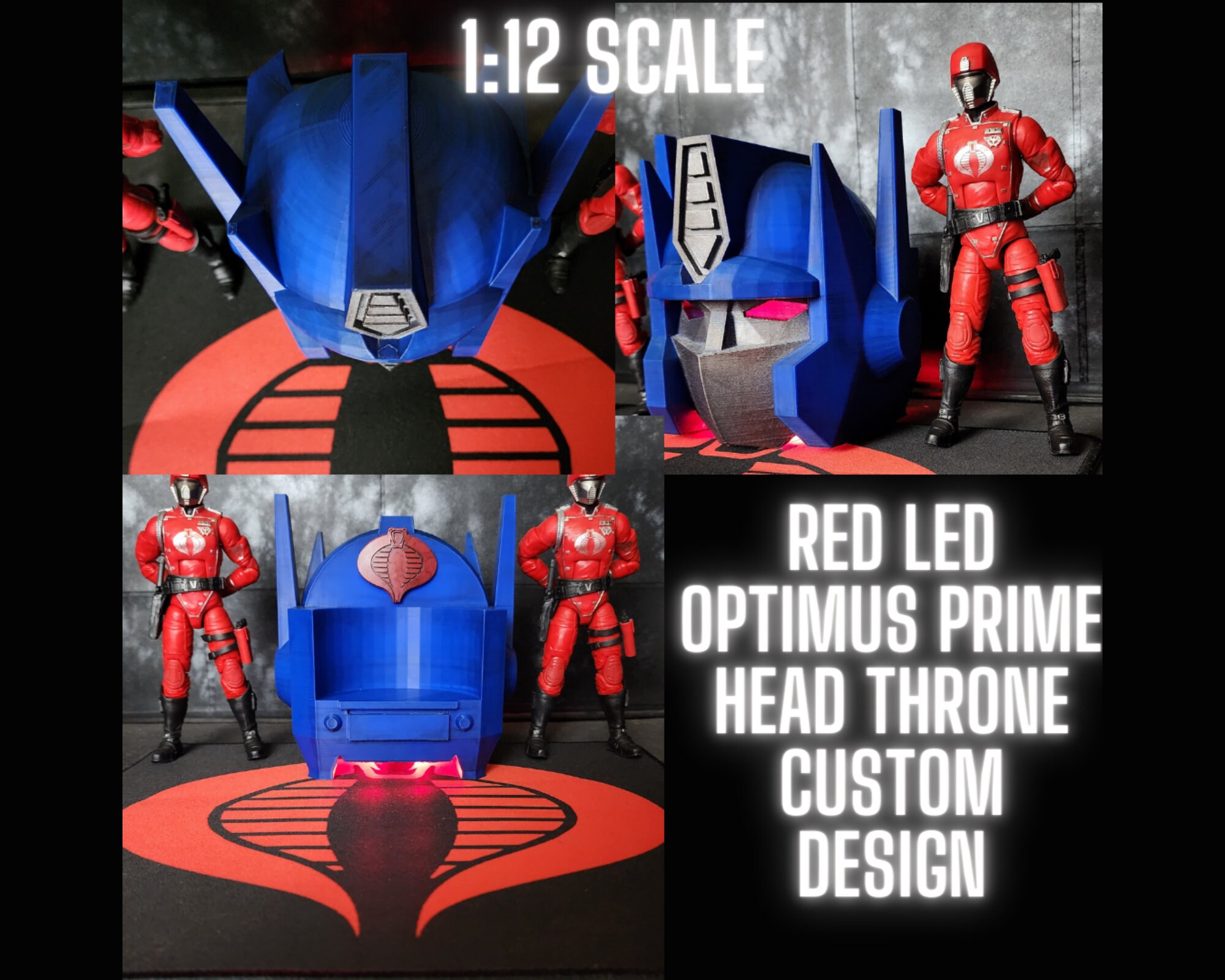 1 OPTIMUS PRIME HEAD Throne With Red Led Eyes, for 1:12 Scale Figures ...