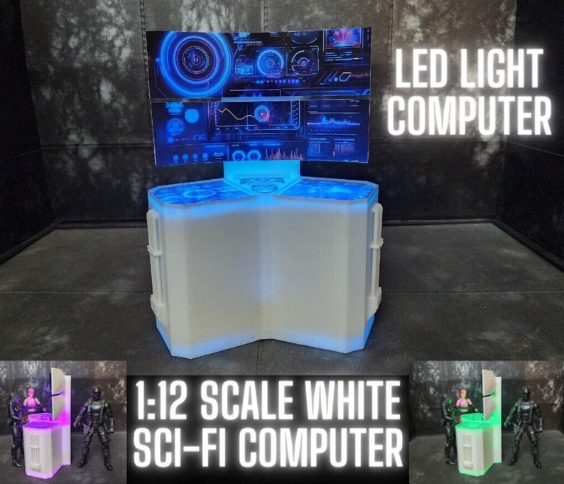 1 SCI Fi COMPUTER STATION With Led Light, for 1:12 Scale Figures ...