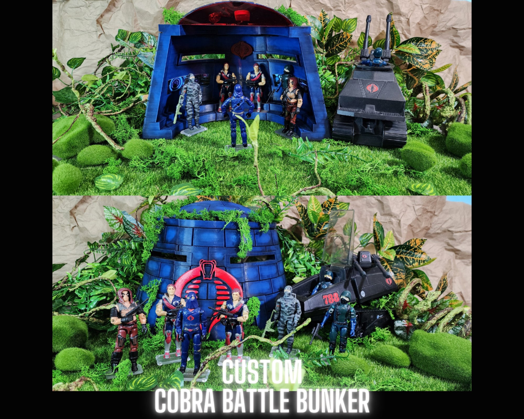 GI JOE Cobra Battle Bunker With Red Led Light Fits 3.75 Scale Vintage ...