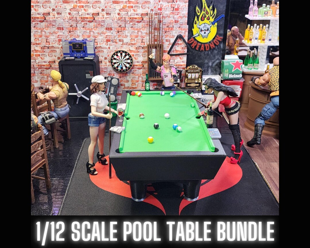 Pool Table Bundle, for 1/12 Scale, for 6 Inch Figures, GI Joe ...