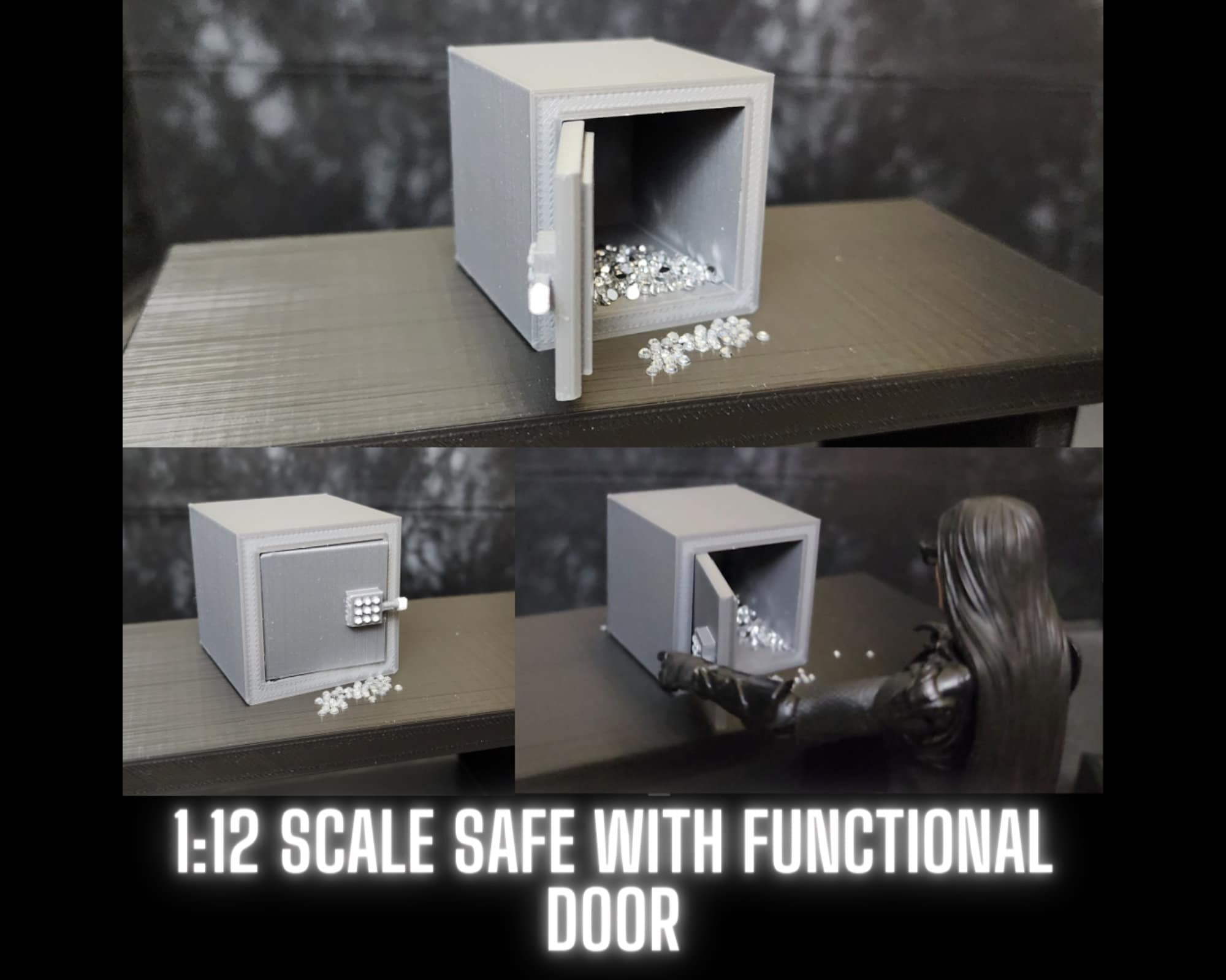 1 SAFE With WORKING DOOR, Silver Color for 1:12 Scale Figures, Custom ...