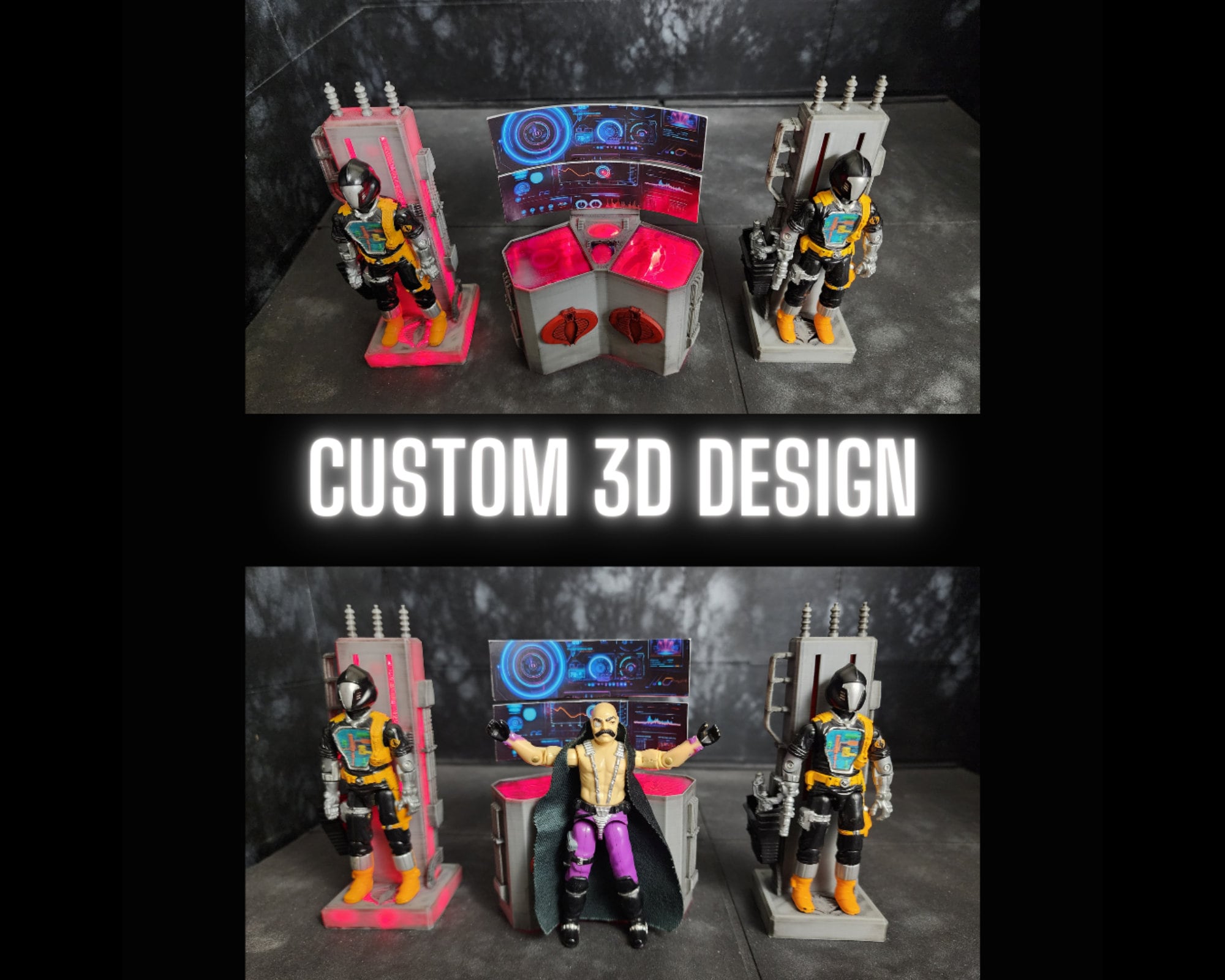 1 VINTAGE Gi JOE COBRA Computer Station, 3.75, 3 3/4, Scale Figures ...