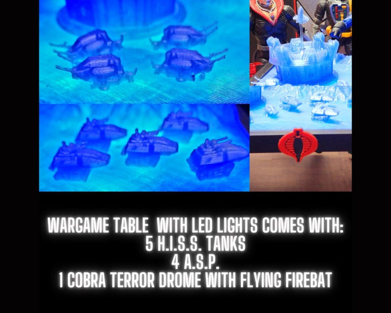 COBRA WARGAME HOLOTABLE With Blue Led Light for 1:12 Scale Figures Holo ...