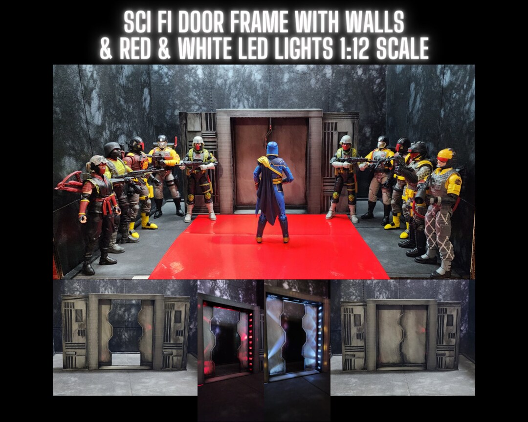 1 Sci Fi DOOR FRAME With Walls With LED Lights , for 1:12 Scale Figures ...