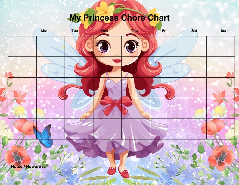 Princess Chore Chart Printable for Kids | Reward Chart | Weekly Routine ...