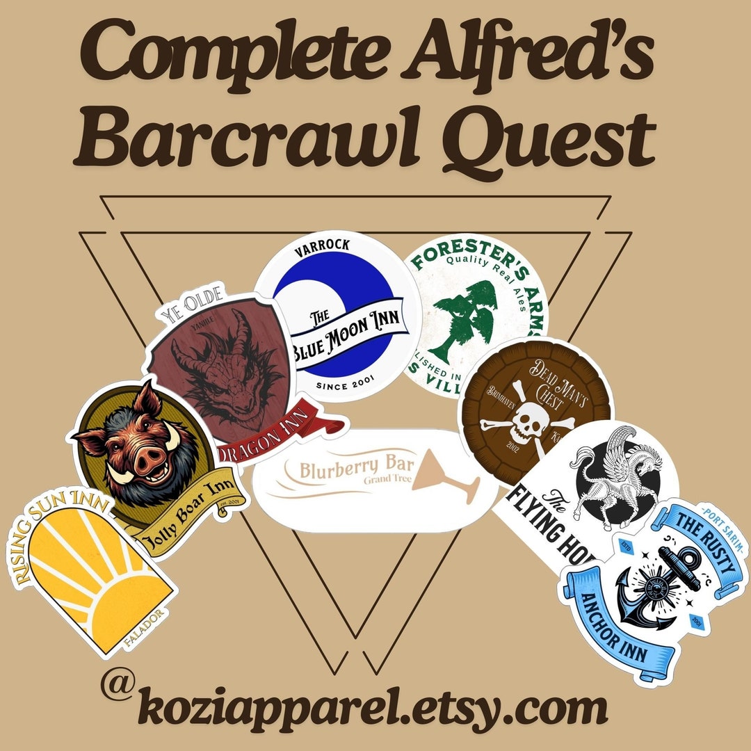 Runescape Vinyl Stickers Full Set of Alfred Grimhand's Barcrawl Decals ...