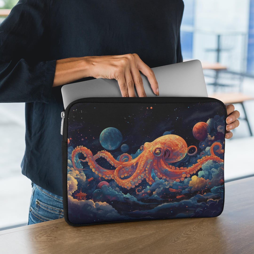 Orange Space Octopus Laptop Bag Gift, Colorful Galaxy Laptop Case 12 13 ...