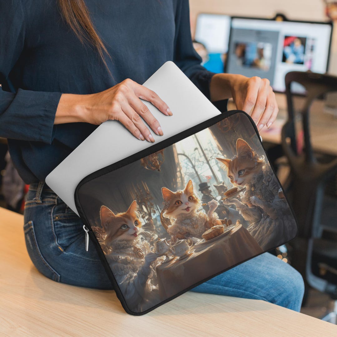 Victorian Theme Tea Party Cat Laptop Bag, Cool Anime Laptop Case 12 13 ...