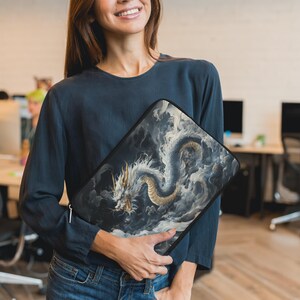 Japanese Blue Dragon Fantasy Laptop Bag, Watercolor Laptop Case 12 13 ...