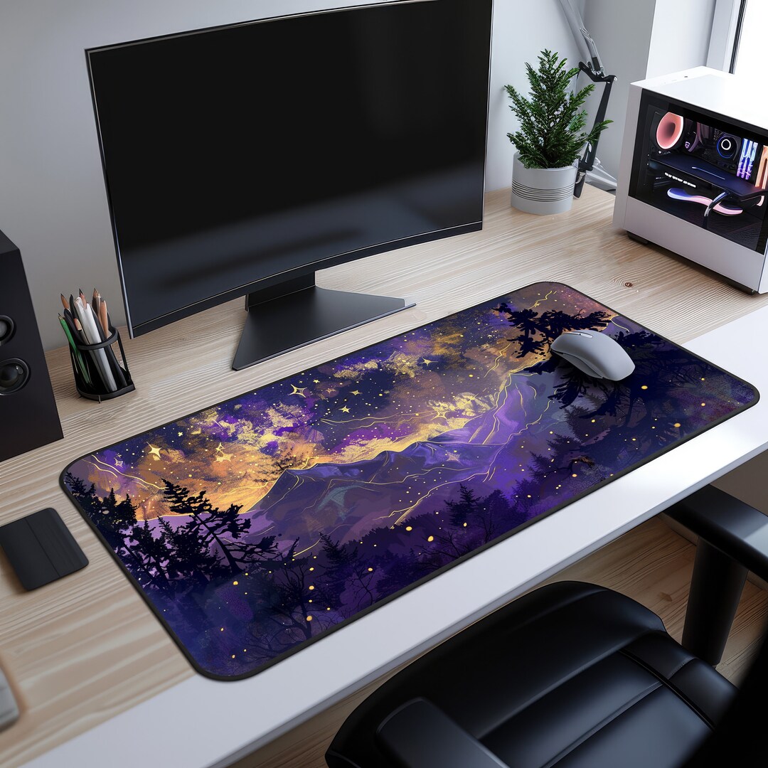 TCG Playmat, Purple and Gold Mountain Desk Mat, Card Playmats With ...