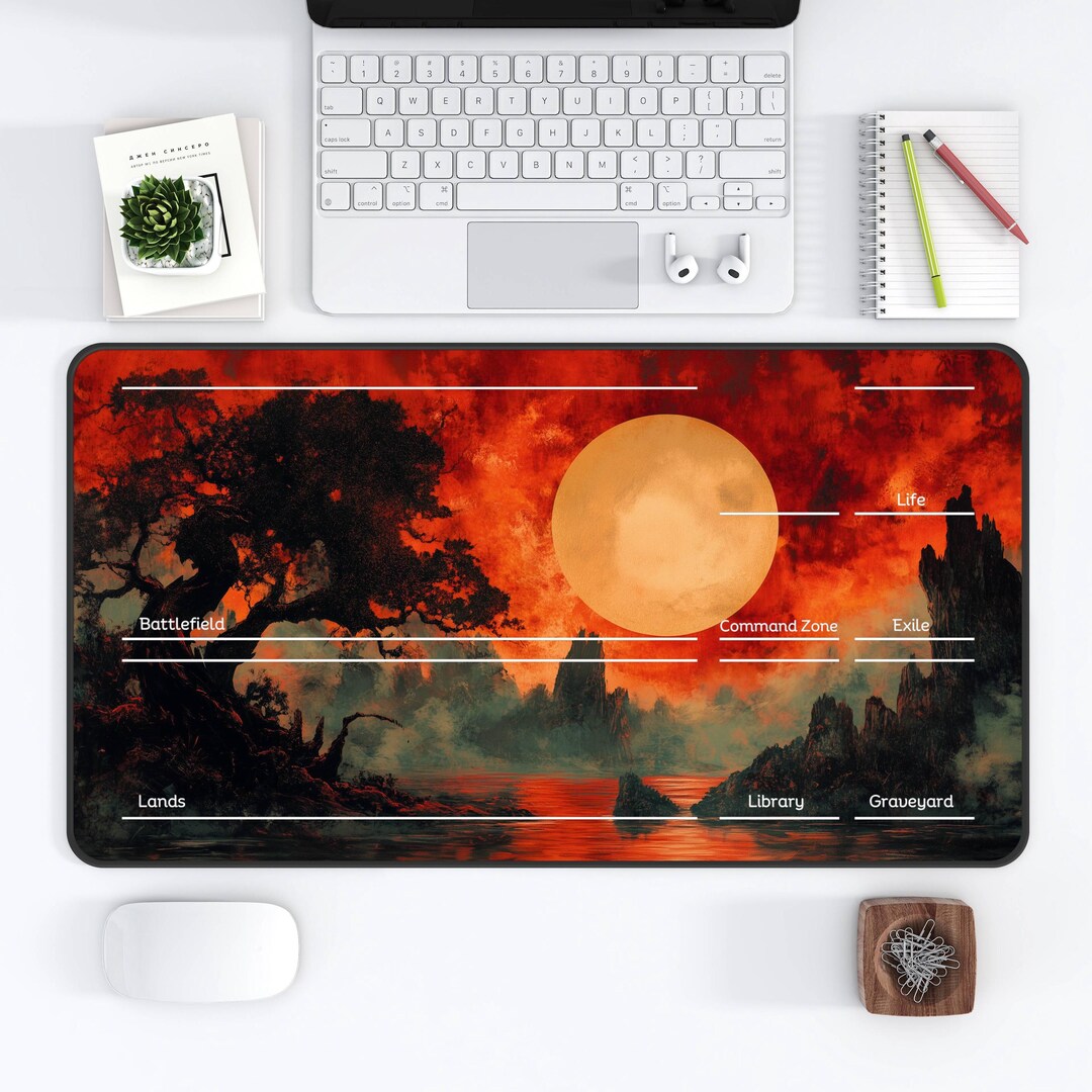 Japanese Red Sunset RGB XL Mouse Pad Gift, Blood Moon Magic TCG Playmat ...