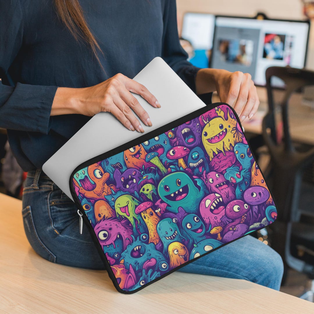 Colorful Doodle Monster Laptop Bag, Cute Alien Laptop Case 12 13 15 ...