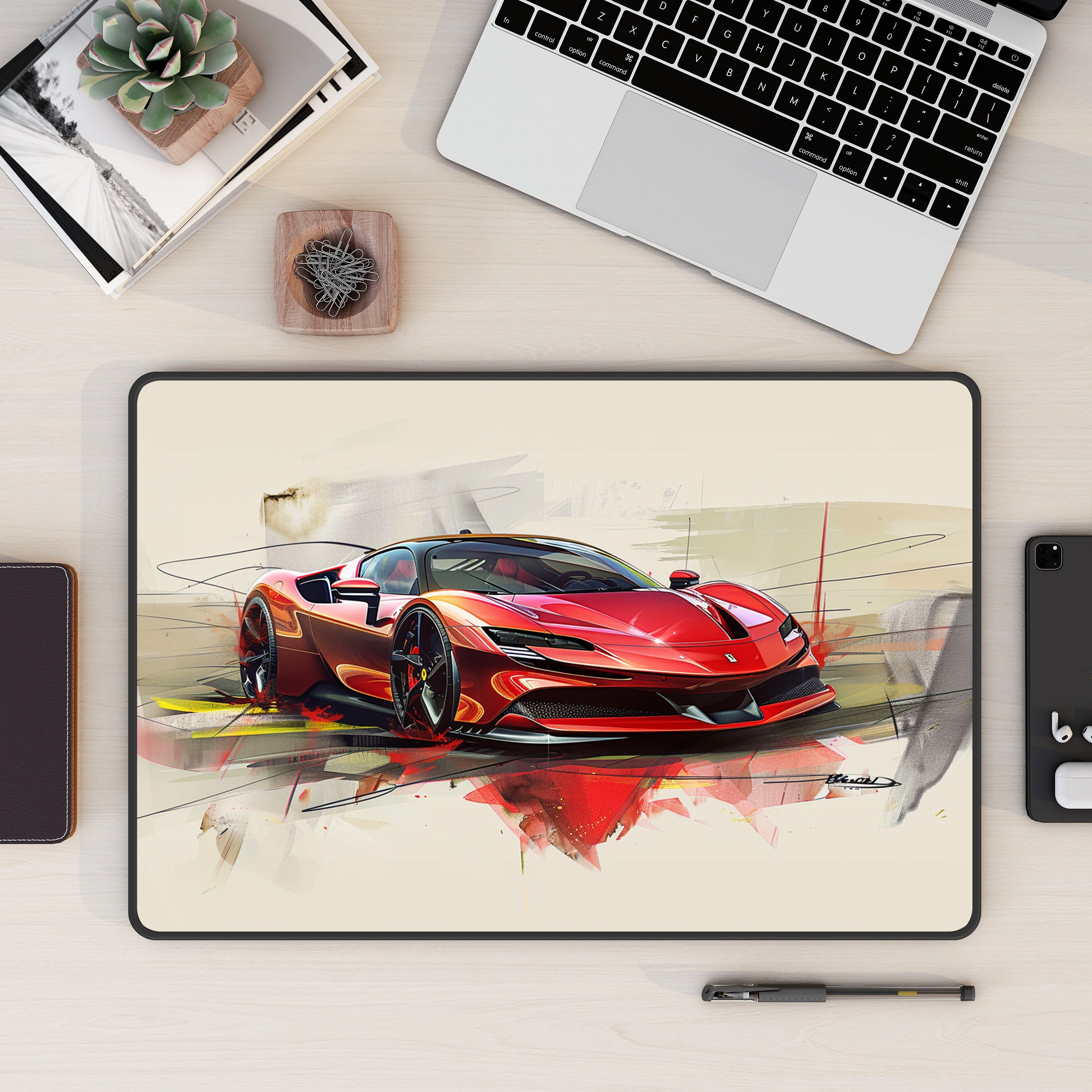 Race Car Desk Mat, Ferrari SF90 Mouse Pad, Cool Mouse Pad, Gift for Him ...