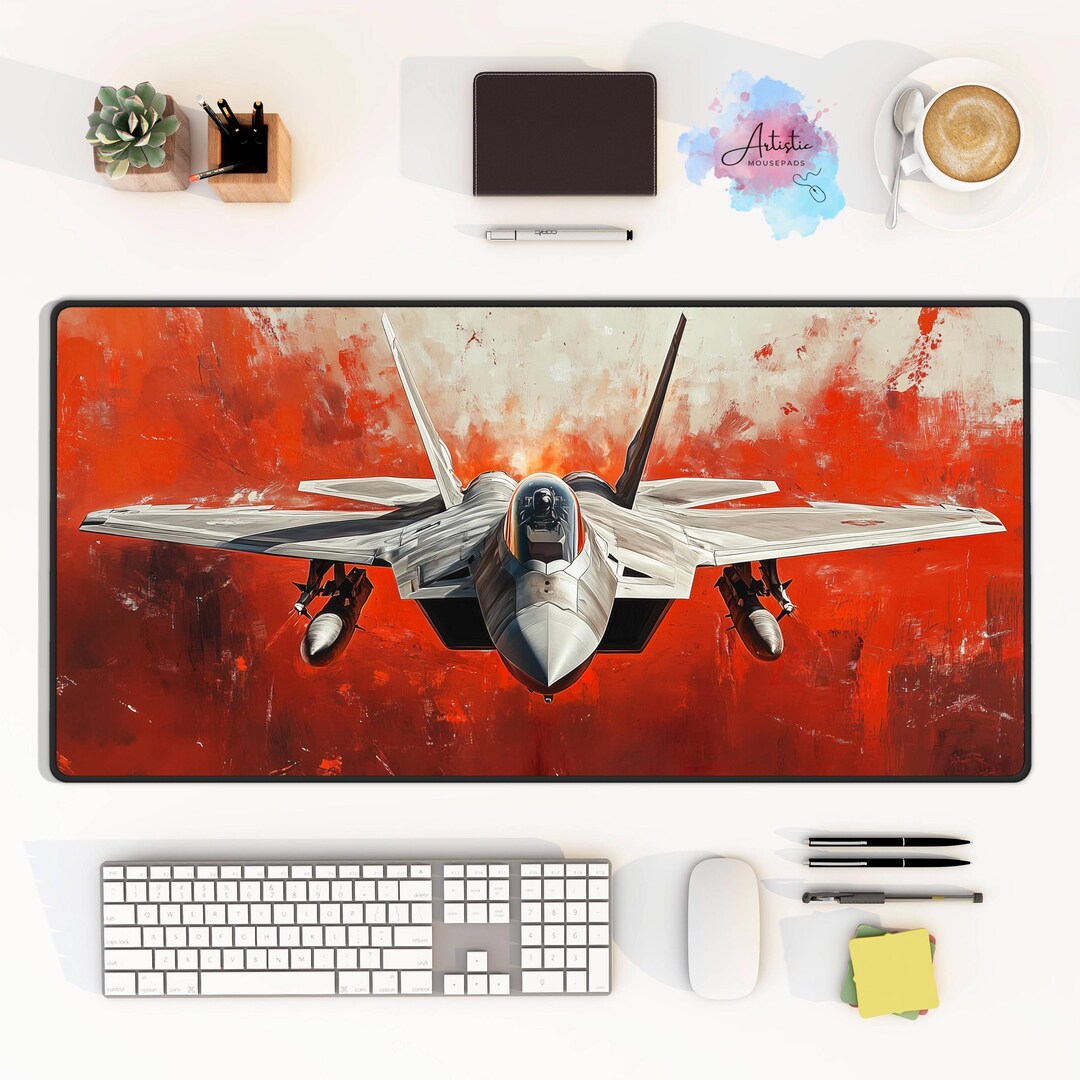 Red F22 Plane LED Desk Mat, Cool Gaming Mouse Pad, XL Mousepad ...