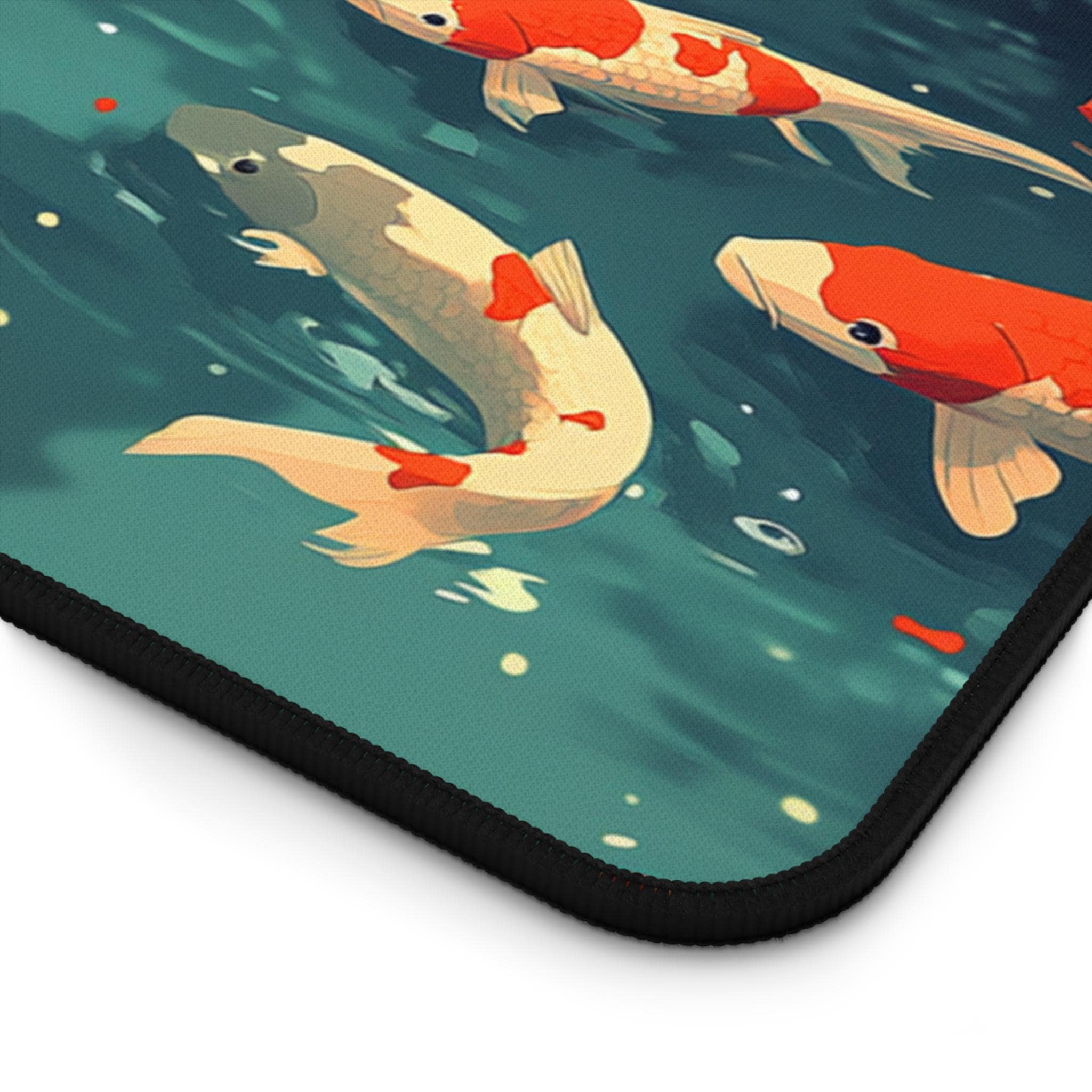 Kawaii Black Cat Japanese Koi Fish Gaming Desk Mat, Cute Anime TCG ...