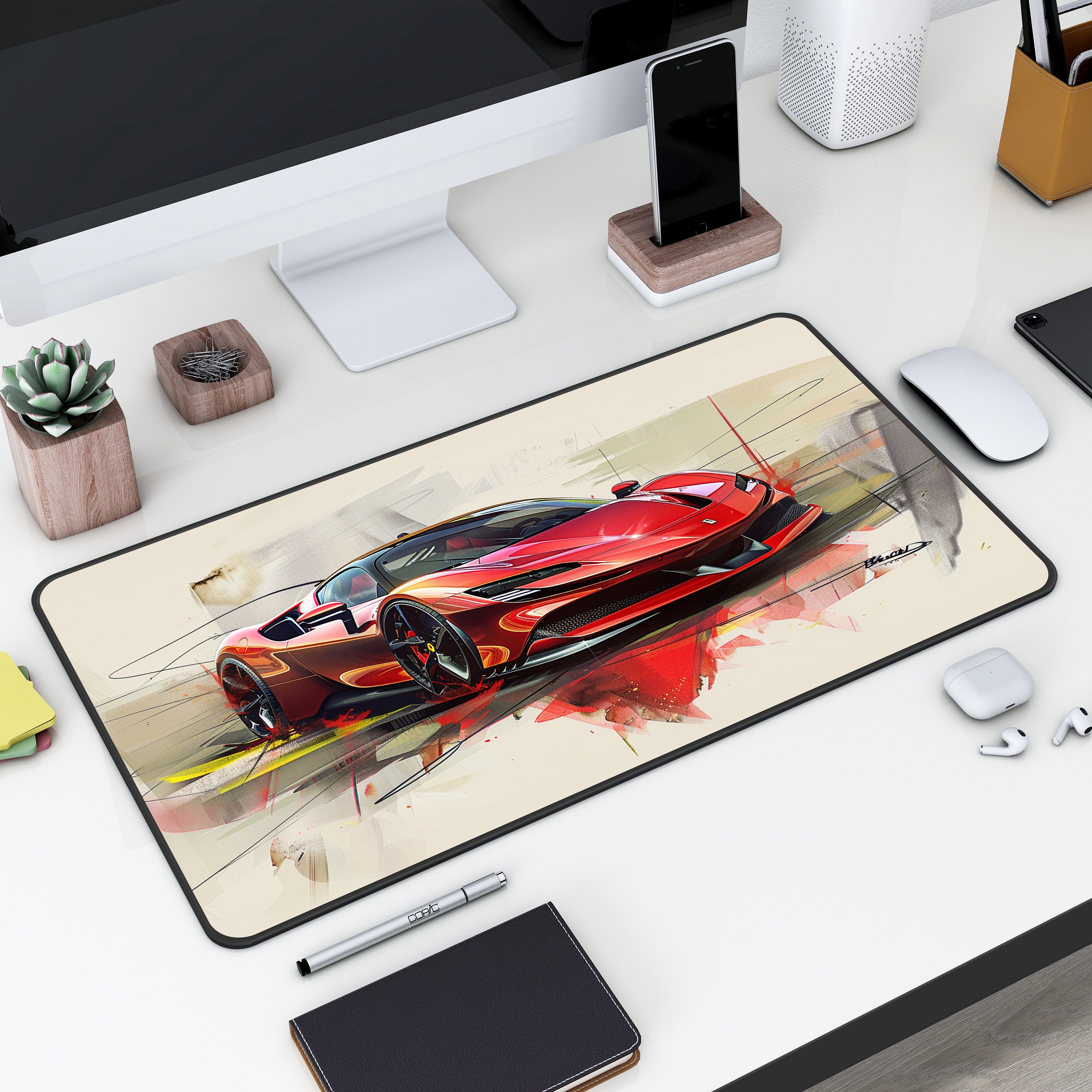 Race Car Desk Mat, Ferrari SF90 Mouse Pad, Cool Mouse Pad, Gift for Him ...