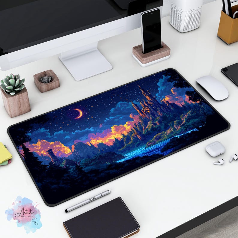 Lofi Castle Pixel Art Gaming Desk Mat, Magic Fairytale TCG Playmats ...