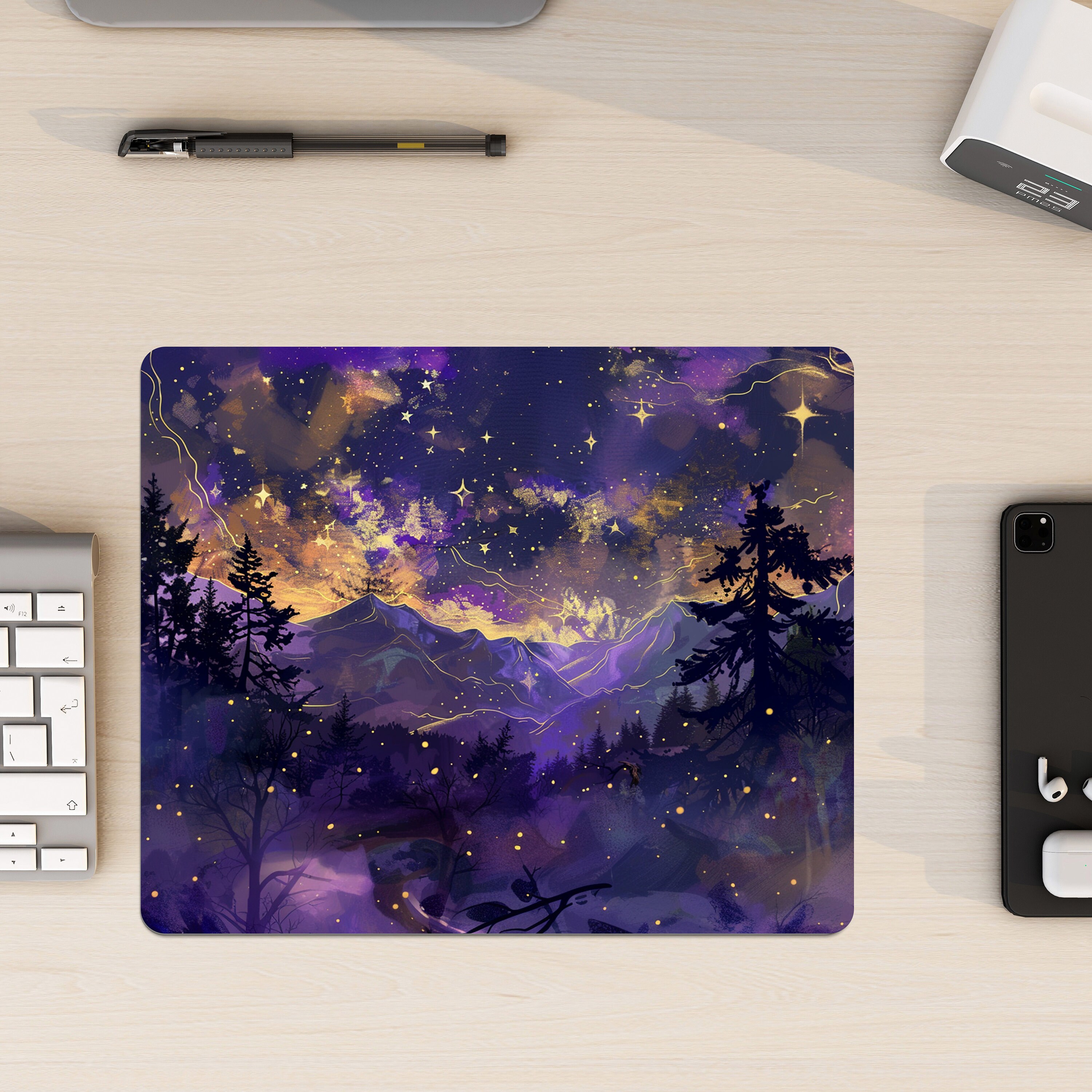 TCG Playmat, Purple and Gold Mountain Desk Mat, Card Playmats With ...