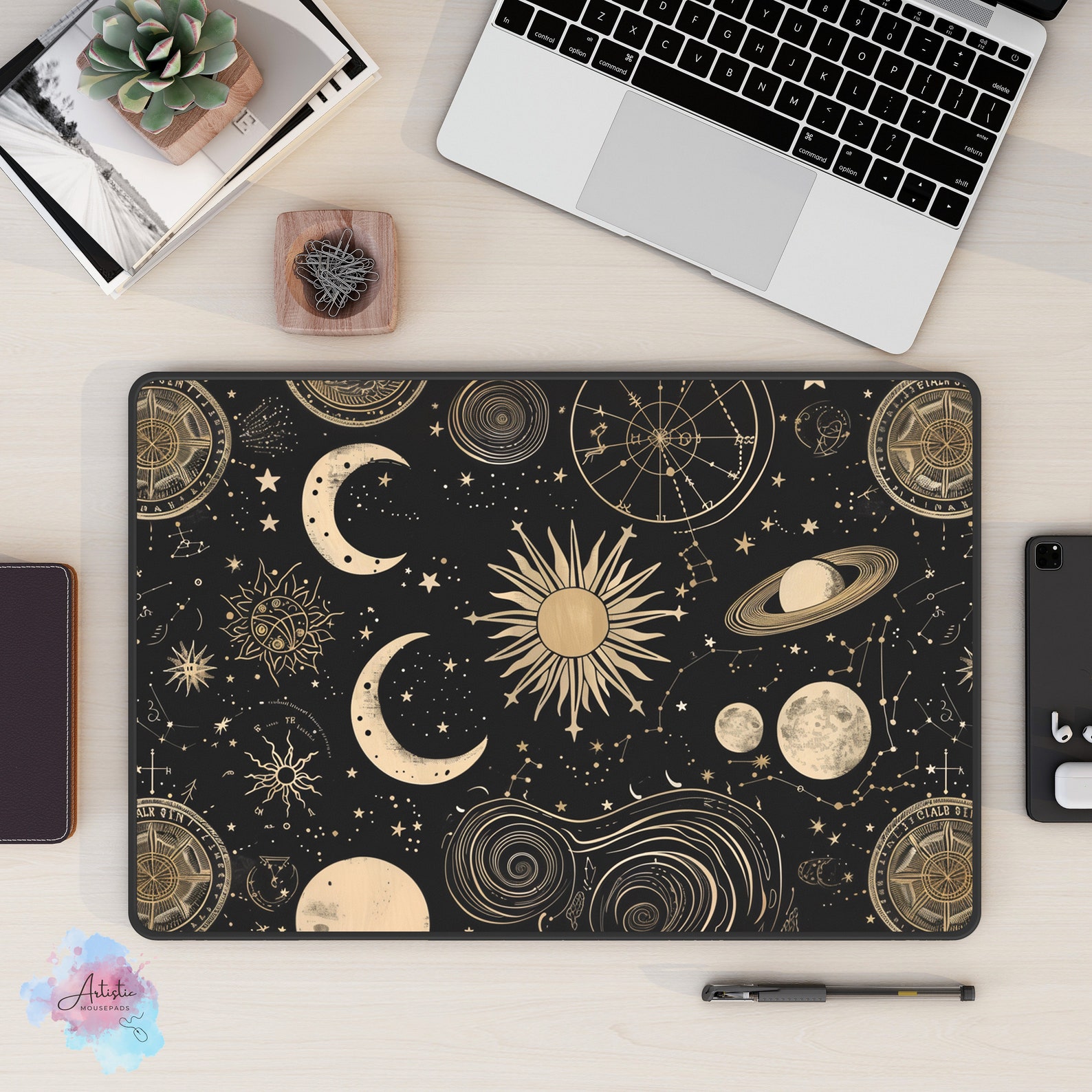 Kawaii Celestial Desk Mat, Astrology Desk Decor, Zodiac Large Mousepad ...