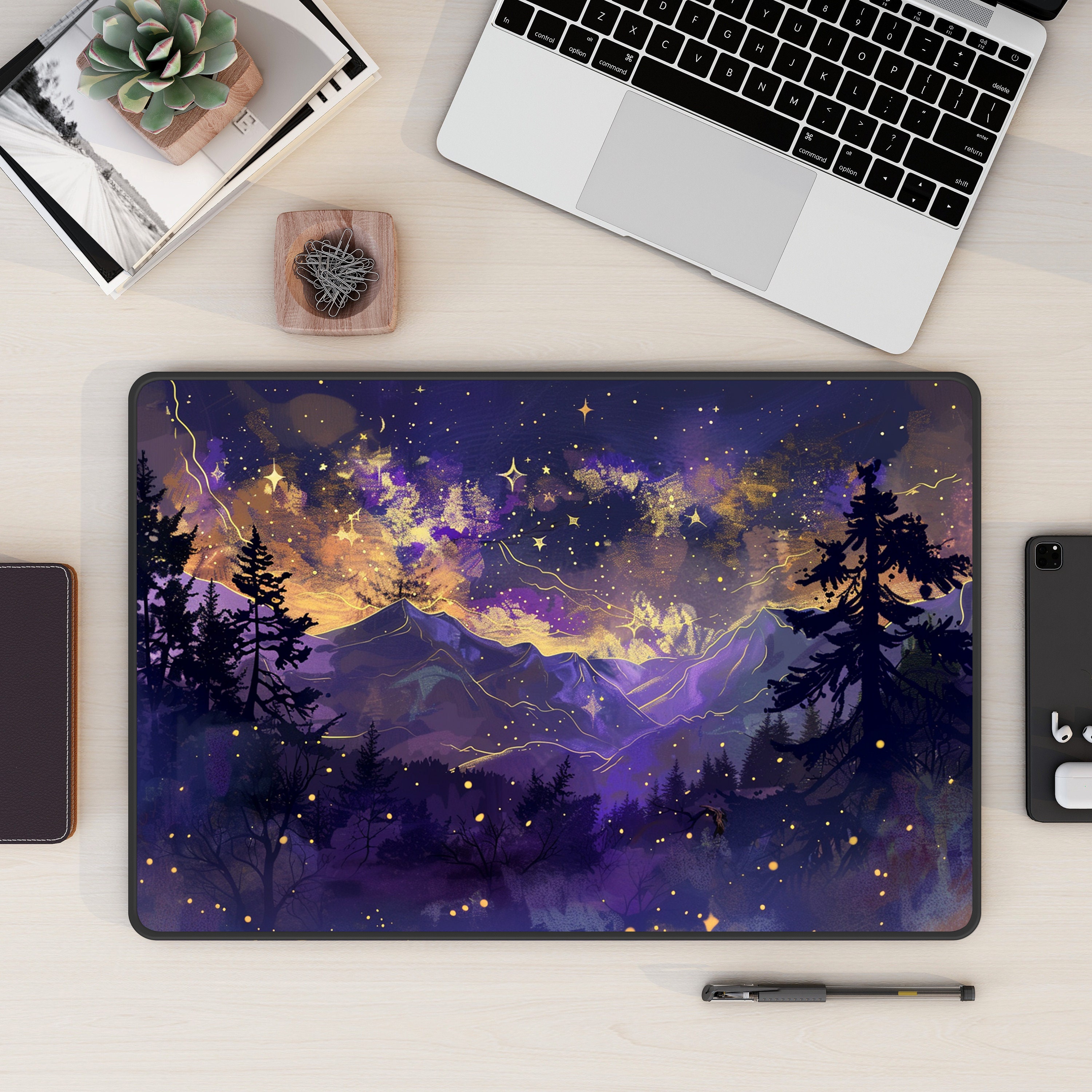 TCG Playmat, Purple and Gold Mountain Desk Mat, Card Playmats With ...