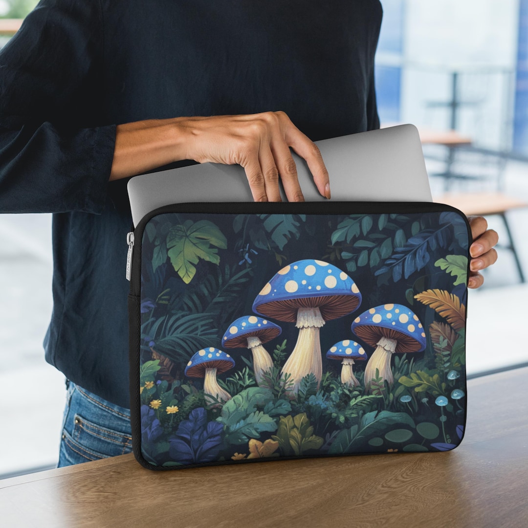 Blue Cottagecore Mushroom Laptop Bag, Cute Dell 12 13 15 Inch Anime ...