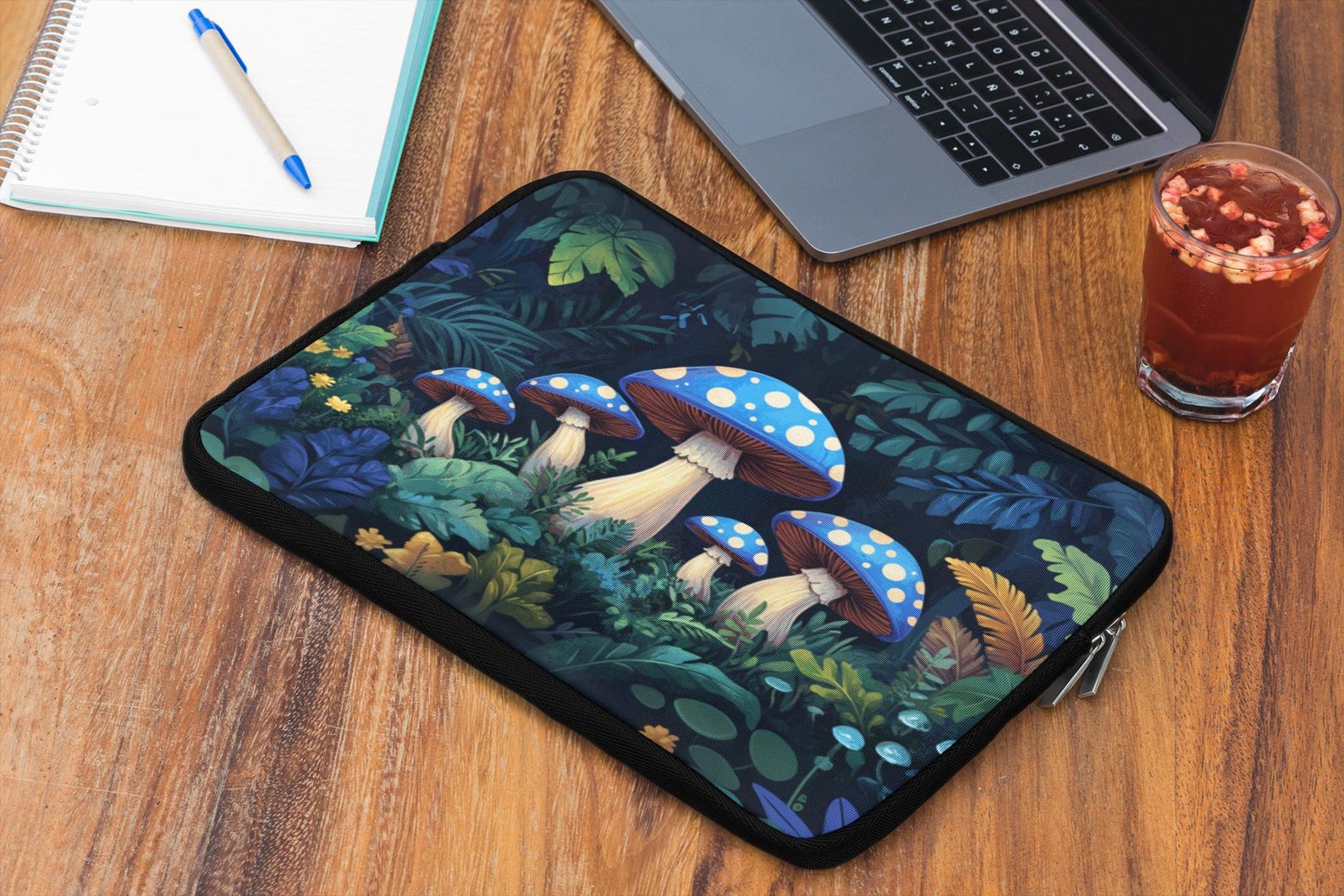 Blue Cottagecore Mushroom Laptop Bag, Cute Dell 12 13 15 Inch Anime ...