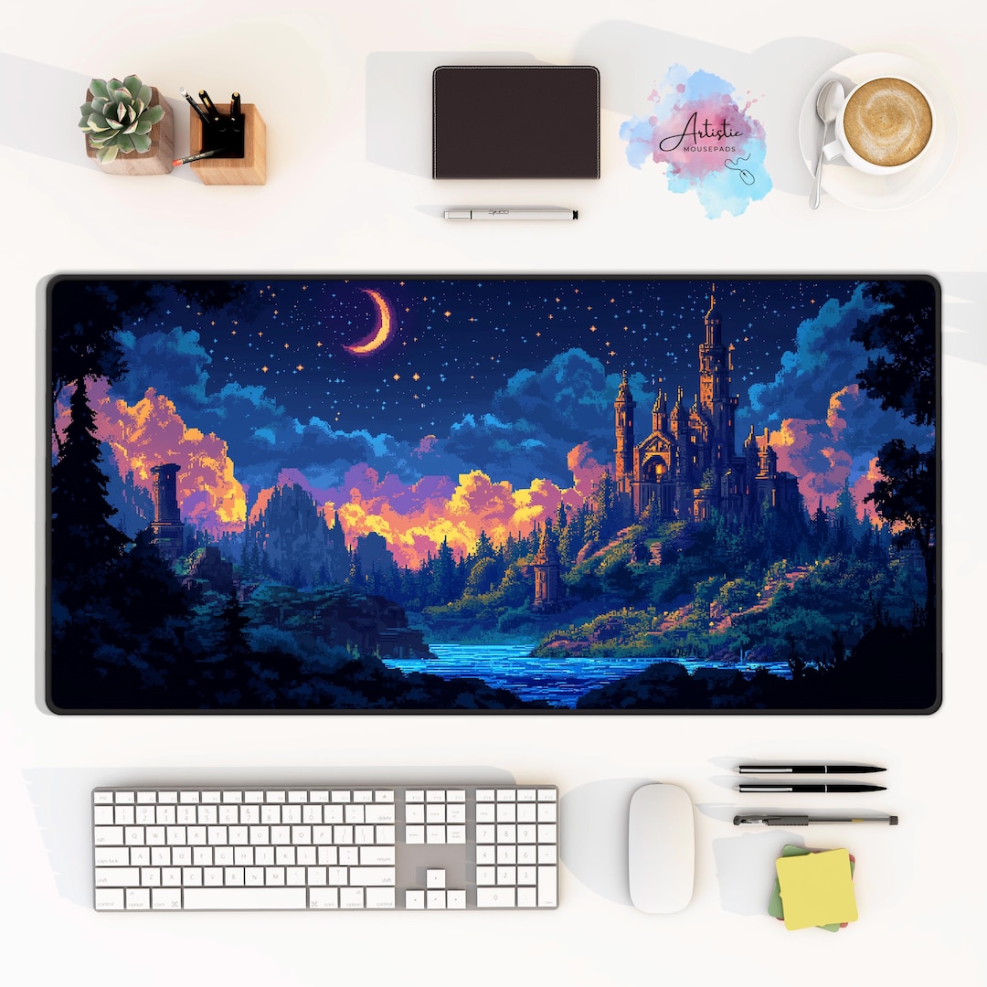 Lofi Castle Pixel Art Gaming Desk Mat, Magic Fairytale TCG Playmats ...