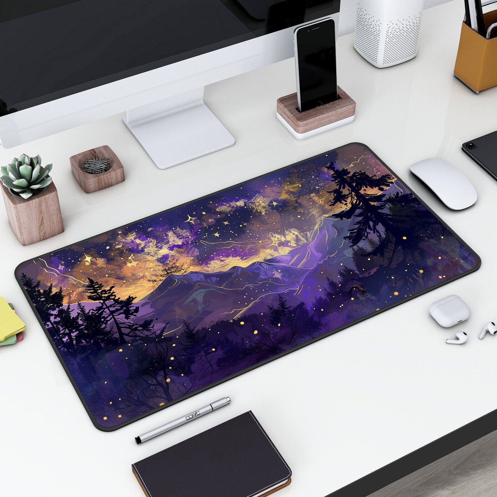 TCG Playmat, Purple and Gold Mountain Desk Mat, Card Playmats With ...