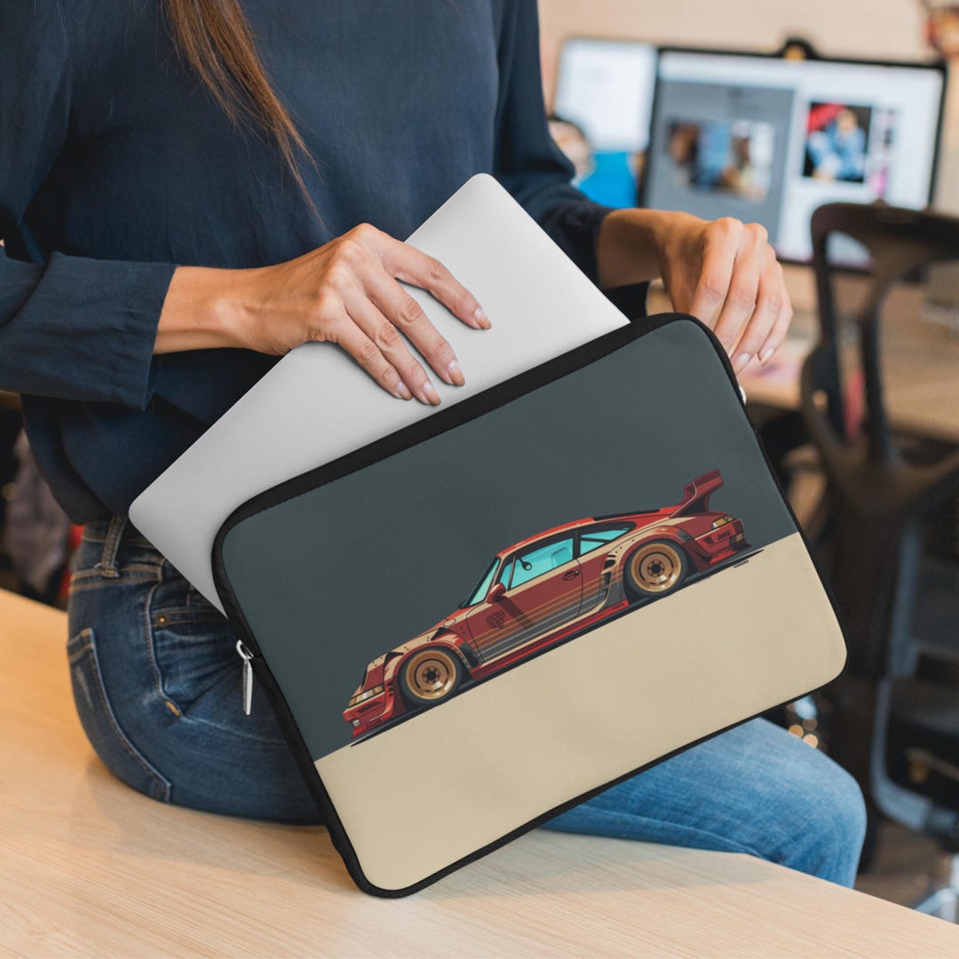 Retro Metallic Porche Laptop Bag, Orange Racecar Laptop Tablet Case 12 ...