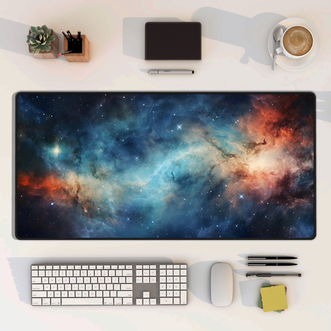 Galaxy Mouse Pad, Milky Way Scene, Blue and Orange Space Clouds, Cosmic ...