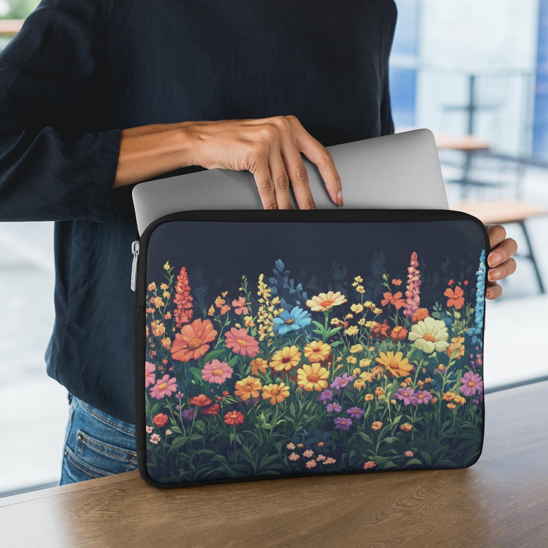 Cute Cottagecore Wildflower Laptop Bag, Colorful Floral Laptop Tablet ...