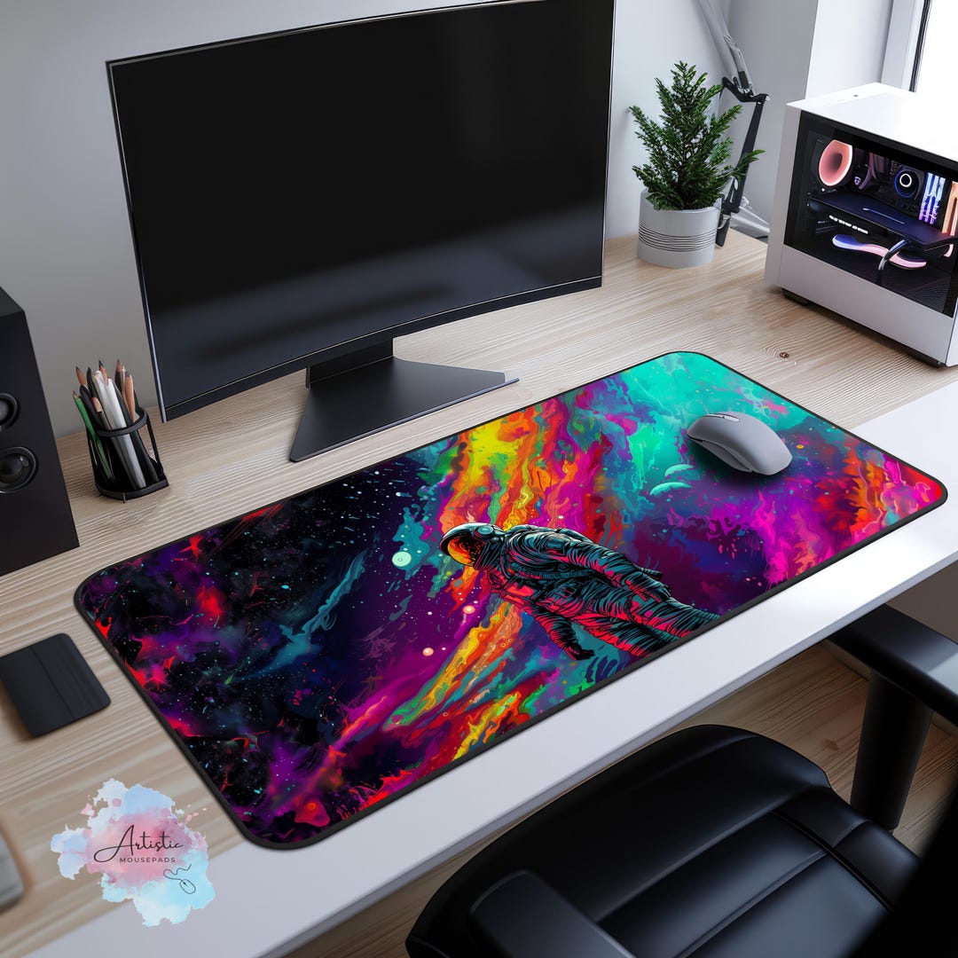 Large Astronaut Galaxy Mousepad, Cool Anime TCG Playmat With Zones ...