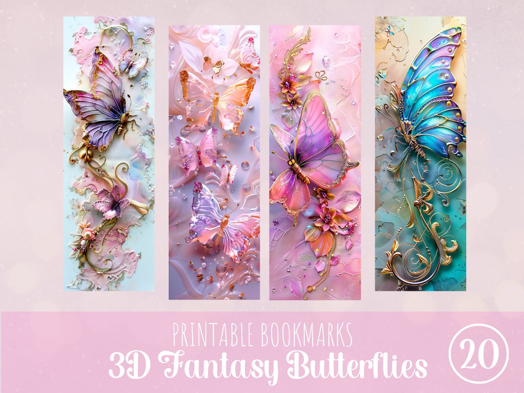 Butterfly 3D Bookmark Bundle Printable Bookmarks,fantasy 3D Bookmark ...