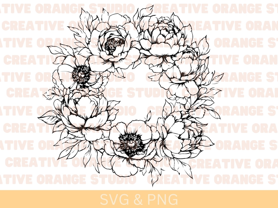 Peony Flower Crown Svg & Png,peony Flower Crown Clipart,flower Crown ...