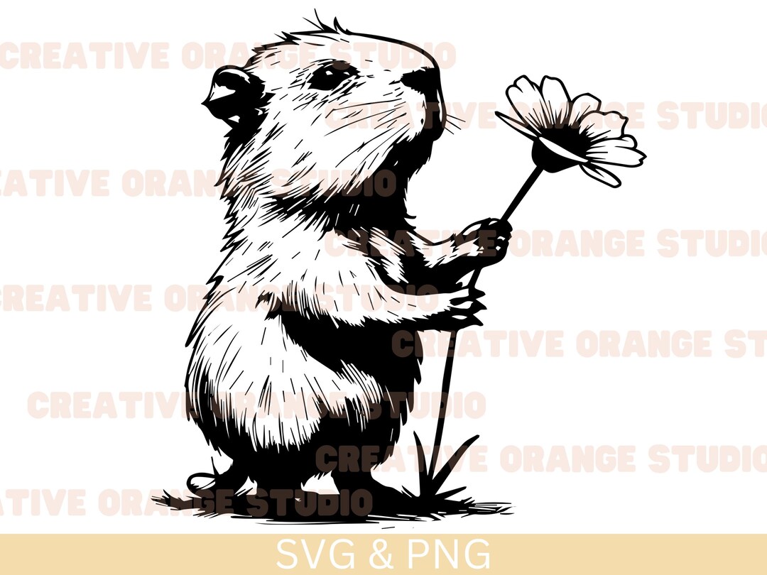Capybara Holding Flower SVG & PNG: Clipart Vector Image (digital ...