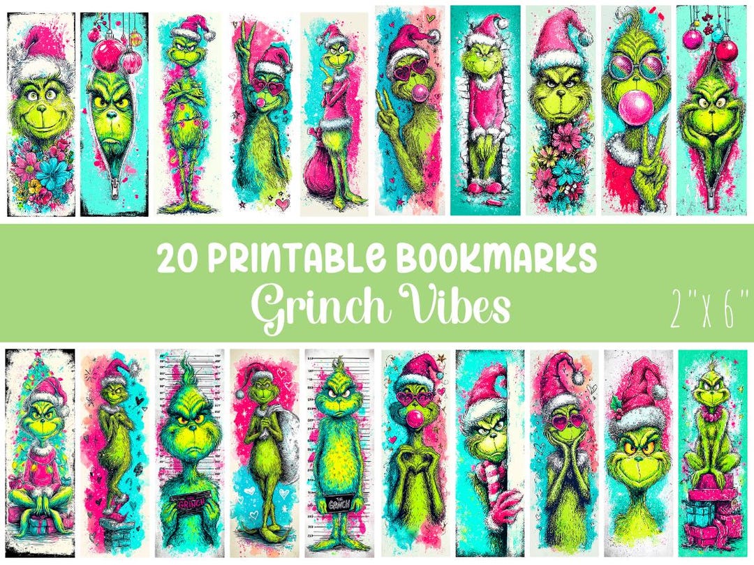 Grinch Christmas Printable Bookmarks – 20 Sassy Holiday Bookmarks ...