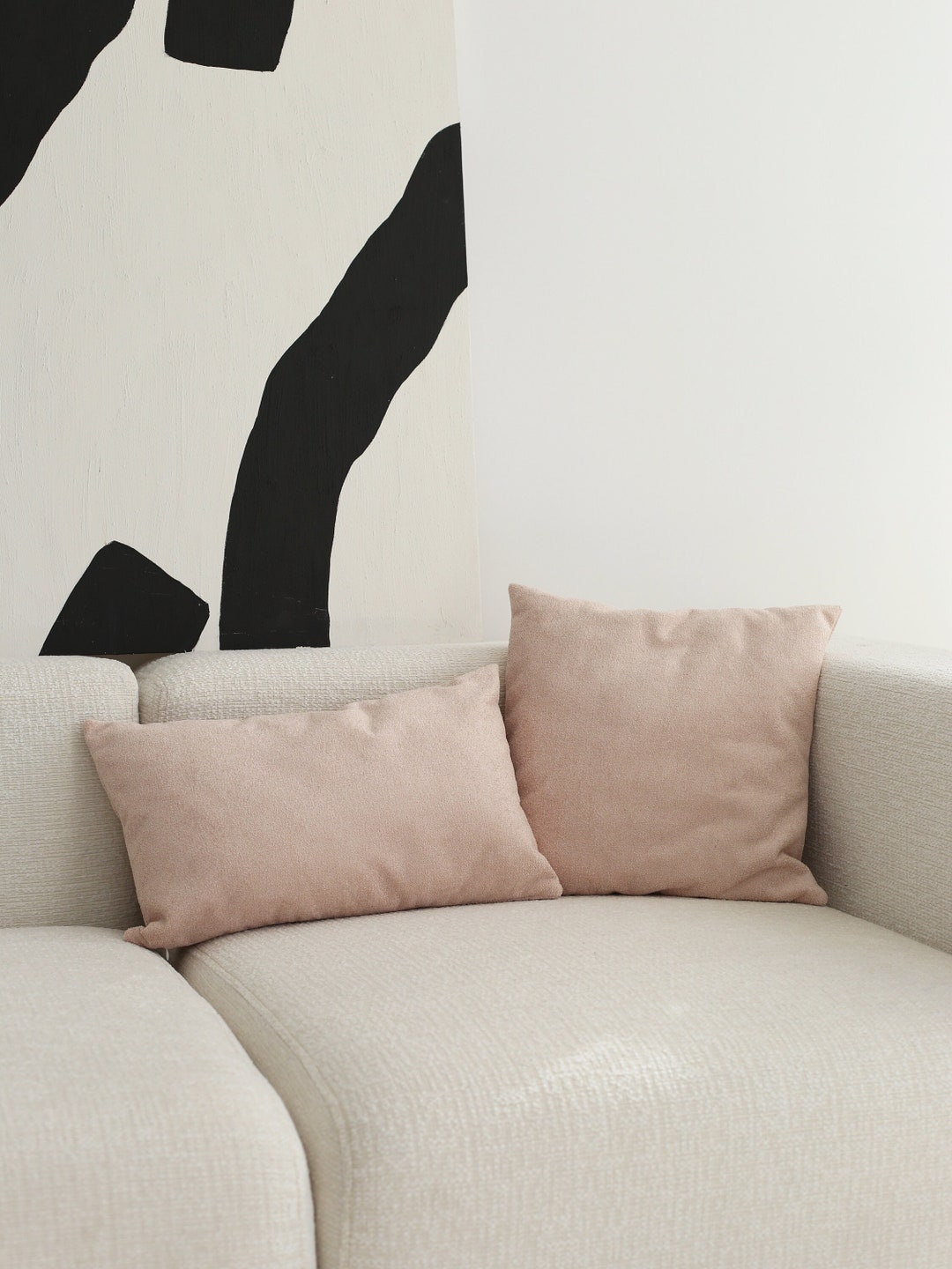 Pale Pink Color Teddy Boucle Throw Pillow Cover, Soft Textured Cozy ...