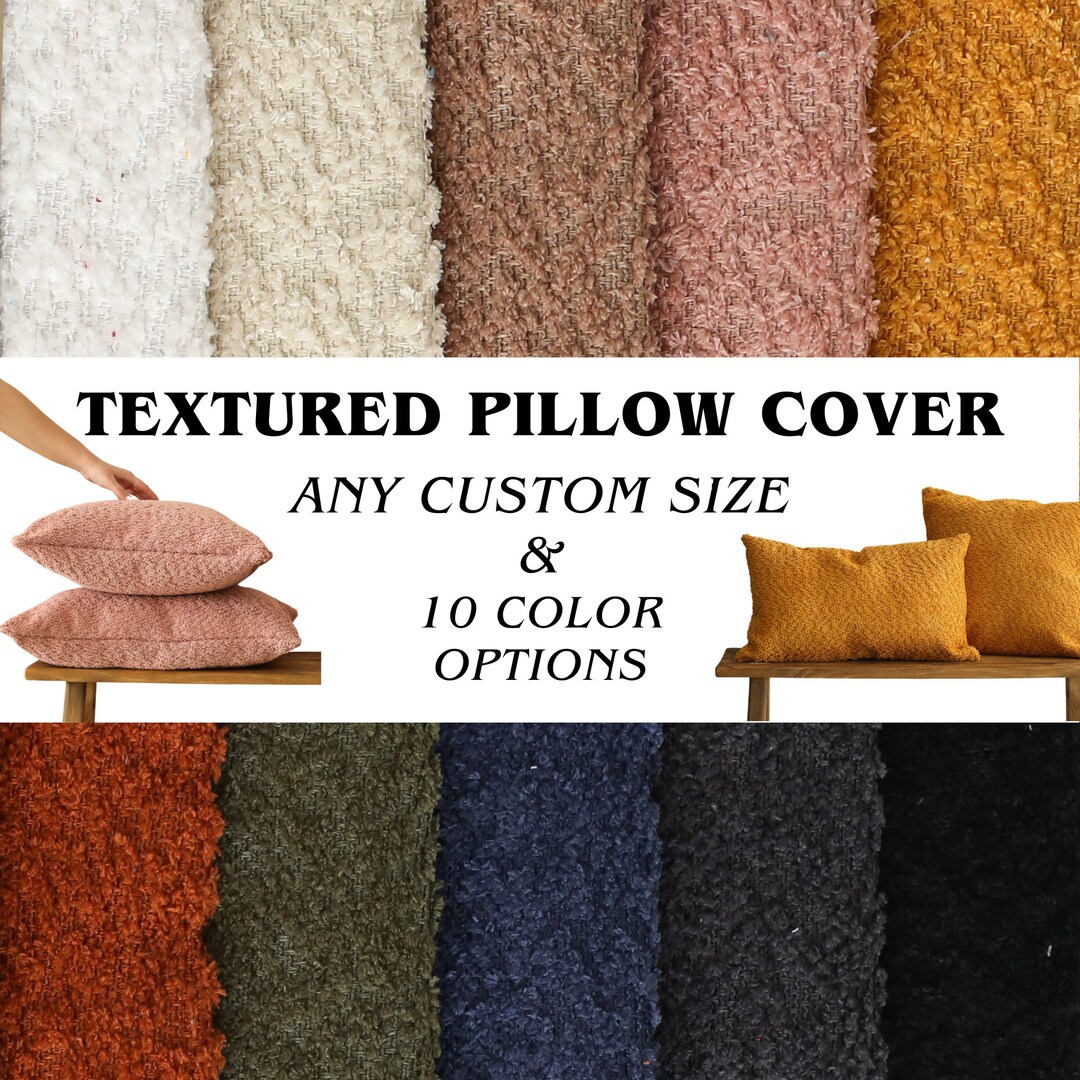 Any Size Soft Textured Boucle Throw Pillow Cover, Puffy & Curly ...
