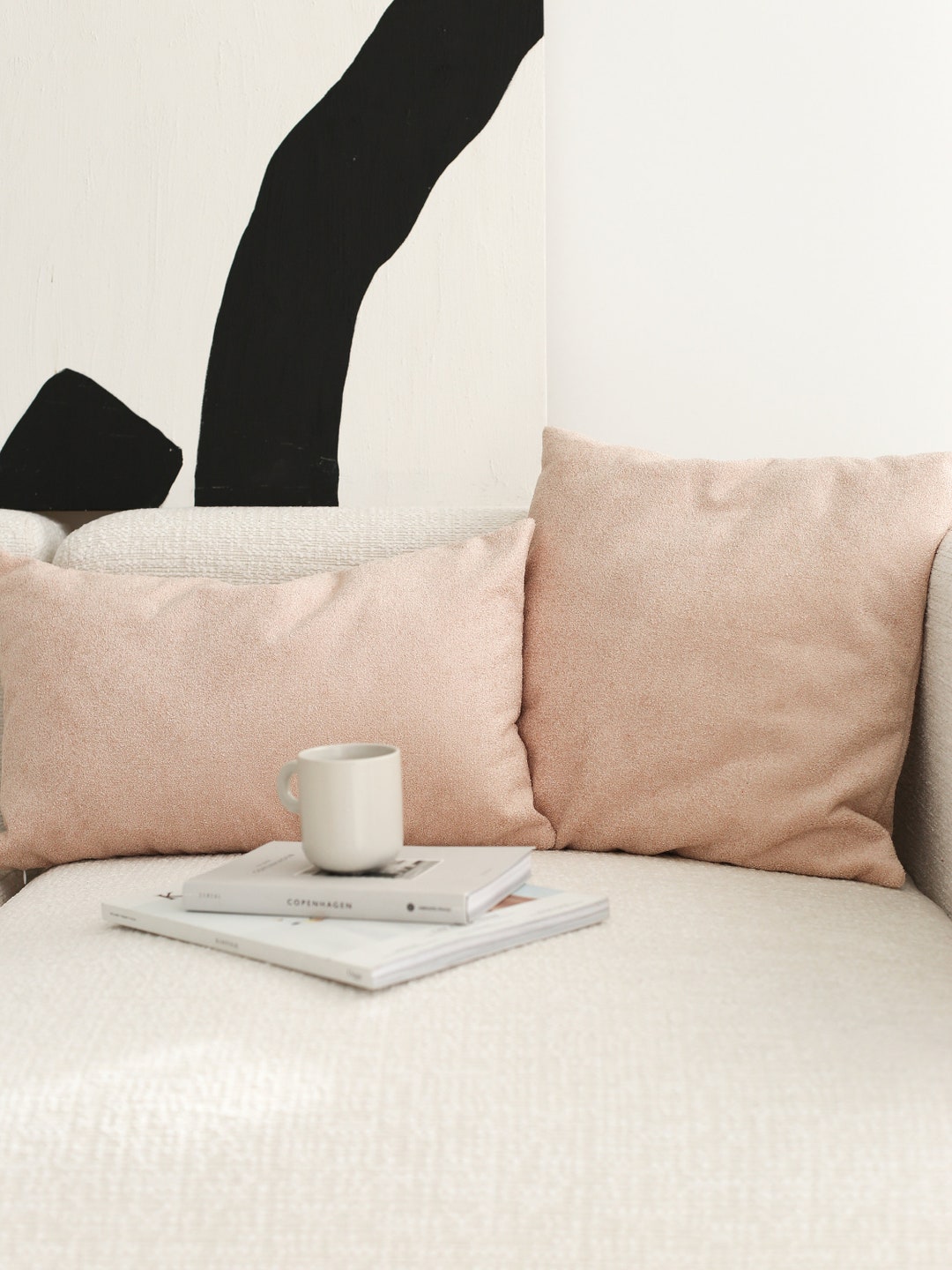 Pale Pink Teddy Boucle Throw Pillow Cover, Soft & Cute Lumbar Pillow ...