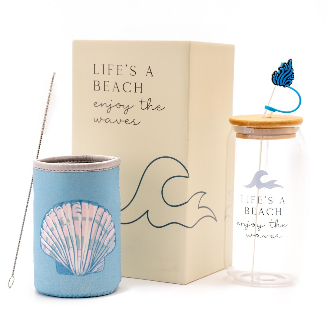 The Love Crate Co. Ocean Gifts for Women Glass Tumbler With Lid and ...