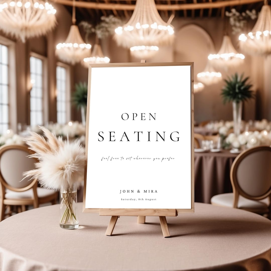 Open Seating Sign Template, Printable Open Seating Sign, No Assigned ...