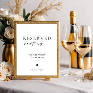 Reserved Seating Sign Template, Wedding Reserved for Bride Signage ...