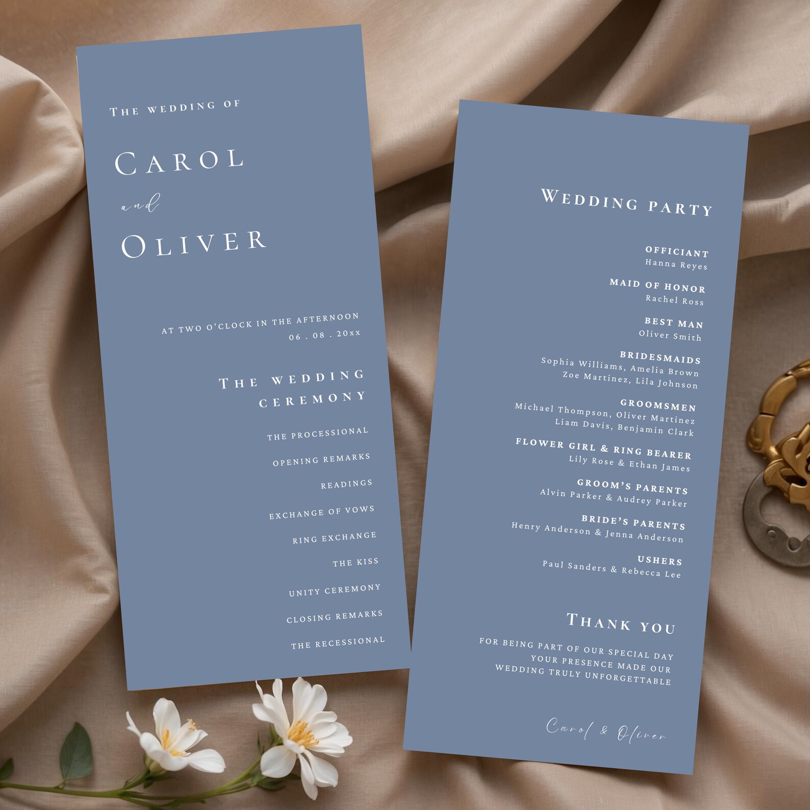 Dusty Blue Wedding Programs Template, Ceremony Program Itinerary, Canva ...