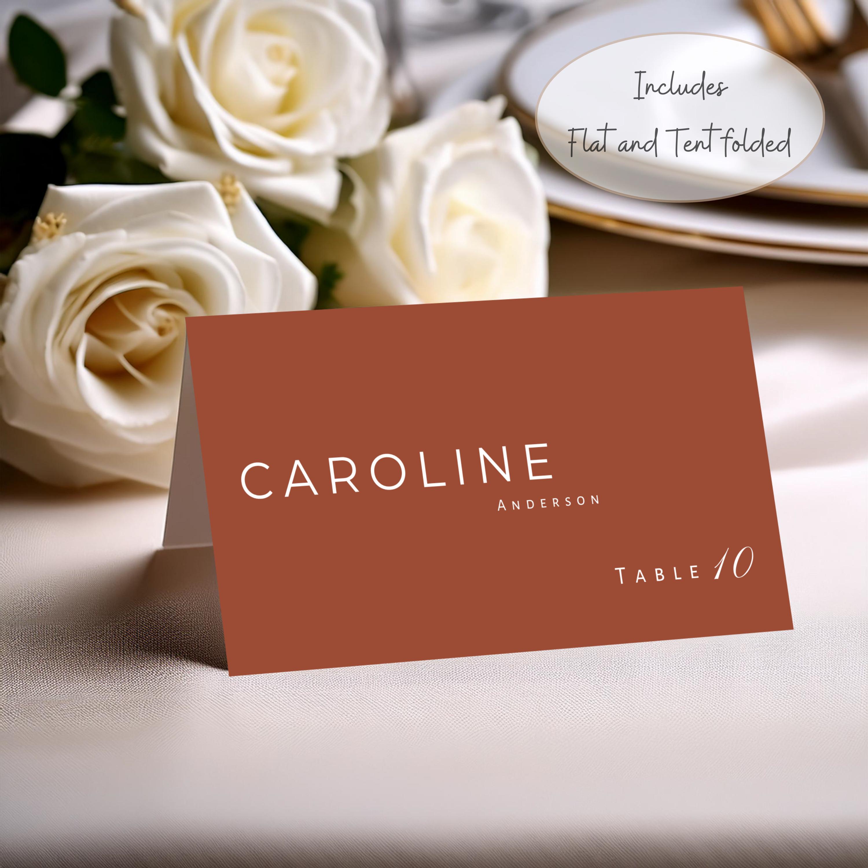 Burnt Orange Place Cards Wedding Template, Instant Download, Canva ...