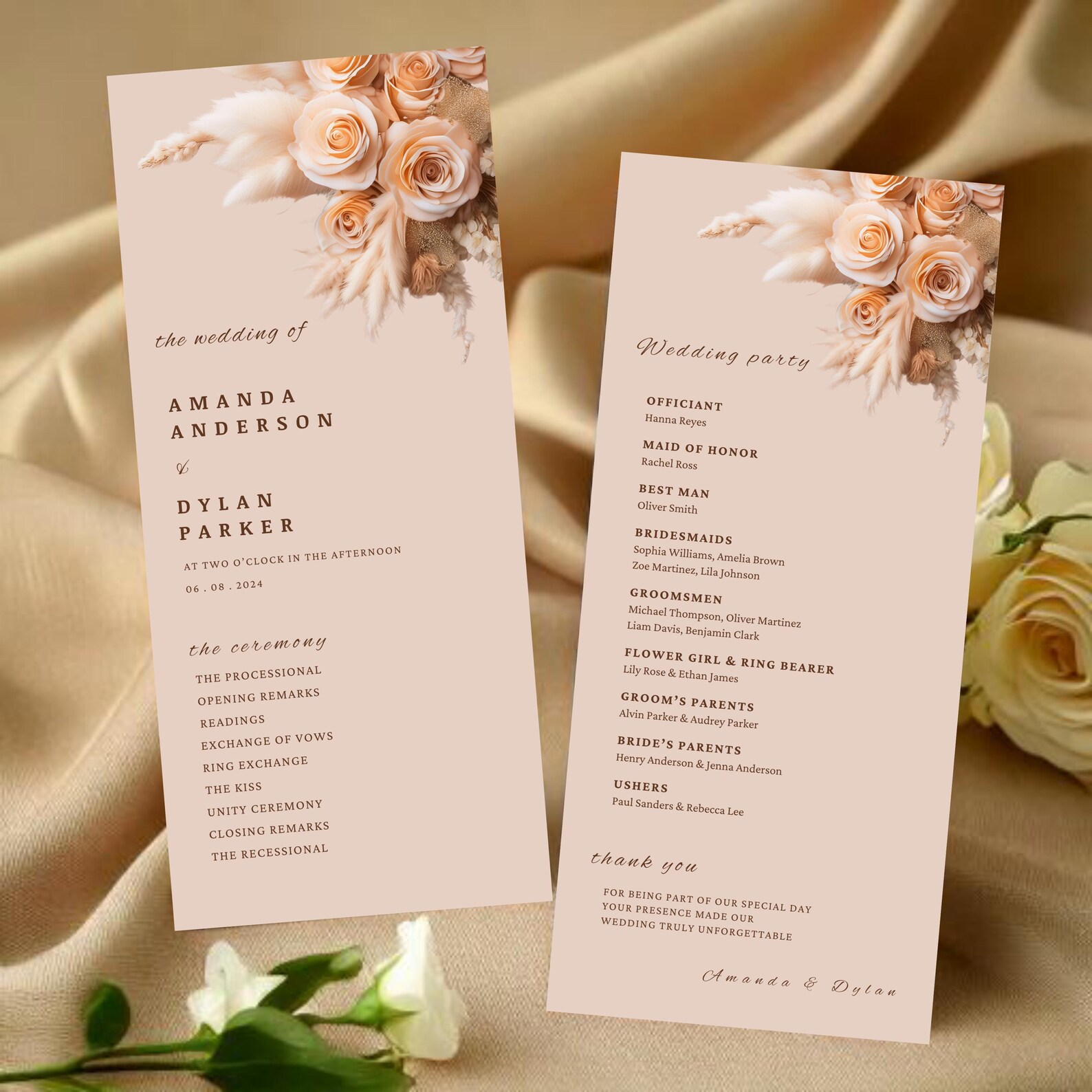 Pastel Orange Wedding Programs Template, Ceremony Program Itinerary ...