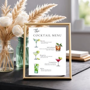 Modern Cocktail Menu Sign, Wedding Cocktail Menu, Drink Menu Sign ...
