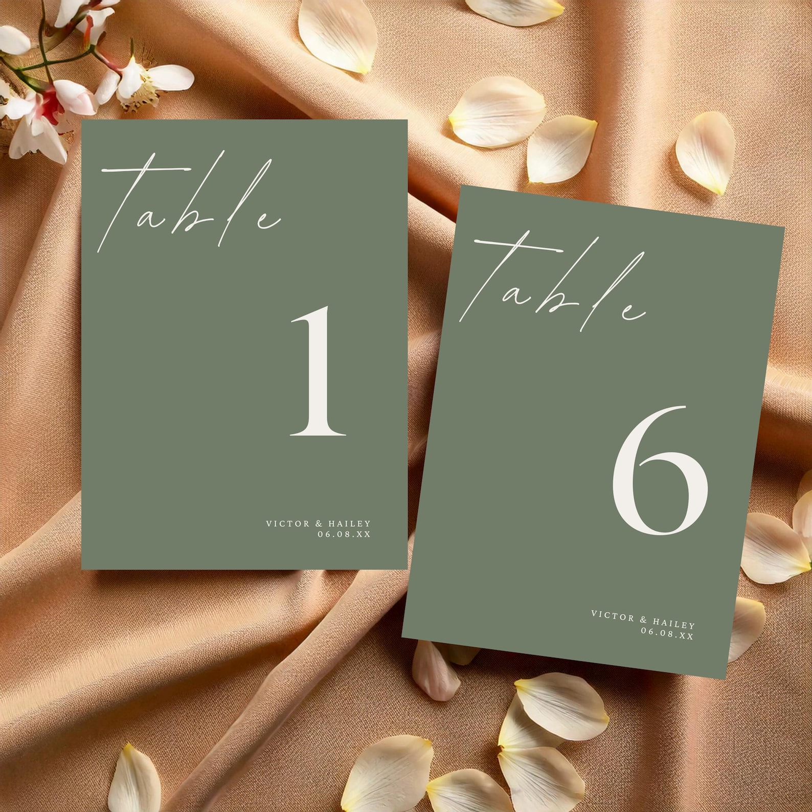 Sage Green Wedding Table Number Signs, Canva Editable Template, Table ...