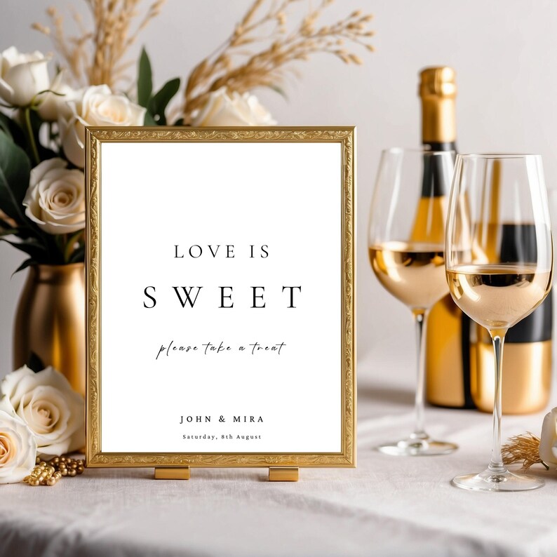 Love is Sweet Sign Printable, Modern Minimalist Wedding Sign, Please ...