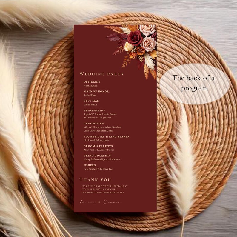 Fall Autumn Floral Wedding Programs Template, Ceremony Program ...