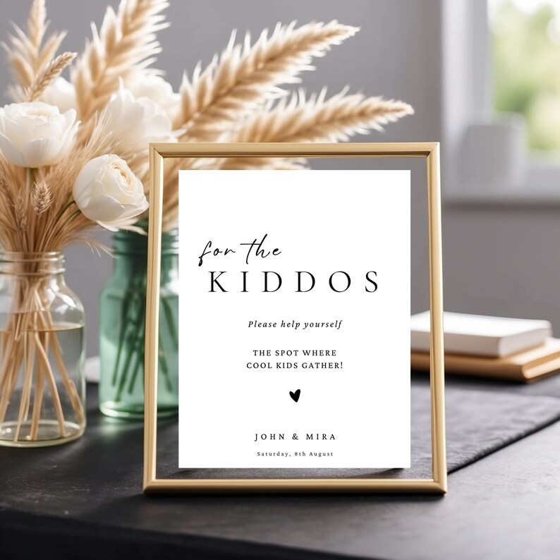 Kids Table Sign Template, Wedding Kids Signage, Activity Sign Template ...